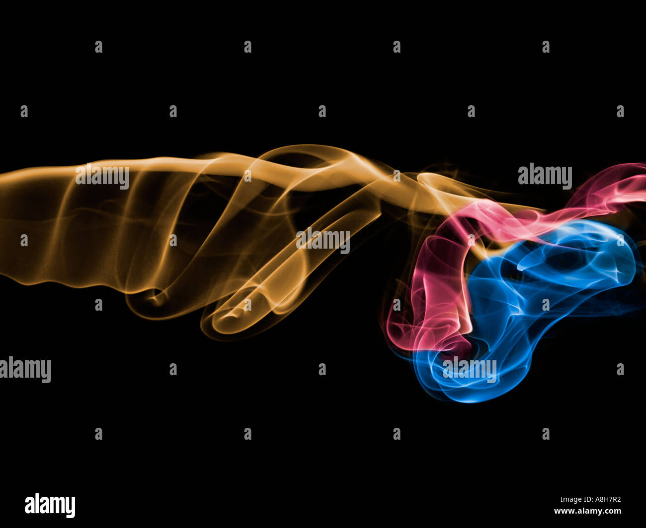 Carnival mask (abstract) - Colorized incense smoke trails on a black ...