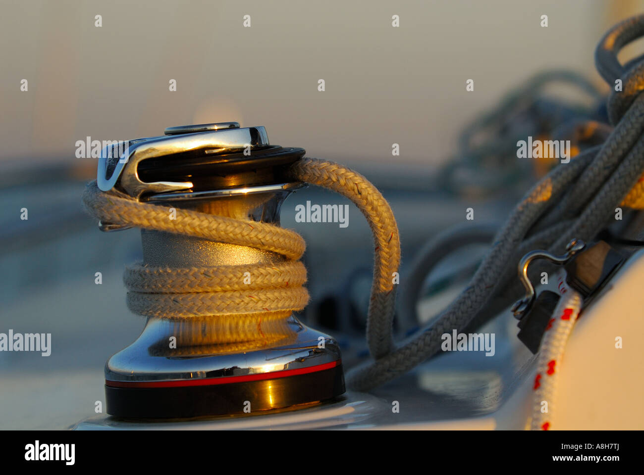 Details sail ship with morning light Stock Photo - Alamy