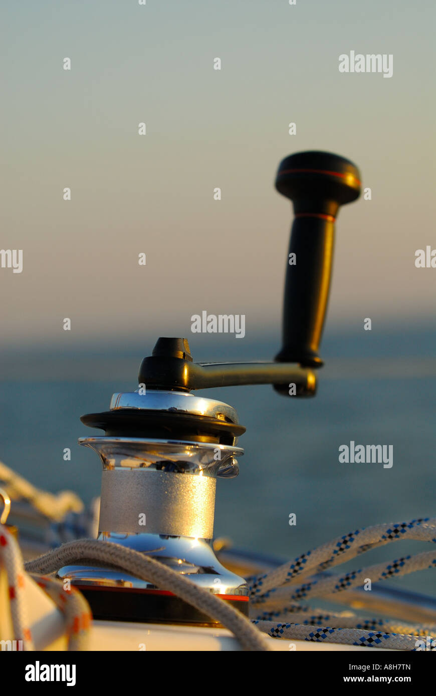 Details sail ship with morning light Stock Photo - Alamy