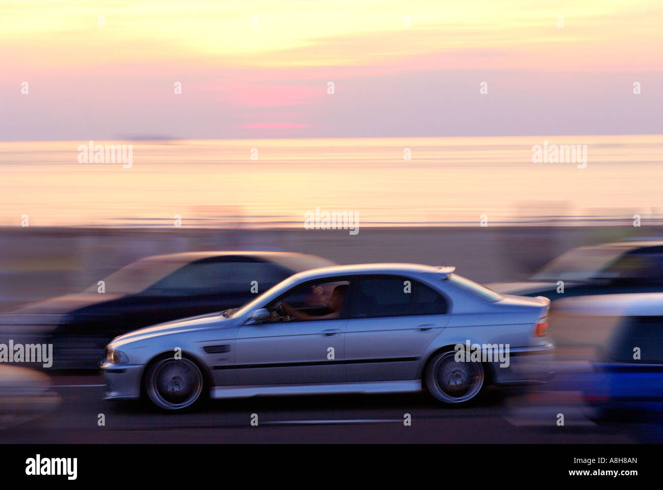 highspeed drving car Scheveningen Bmw Stock Photo - Alamy