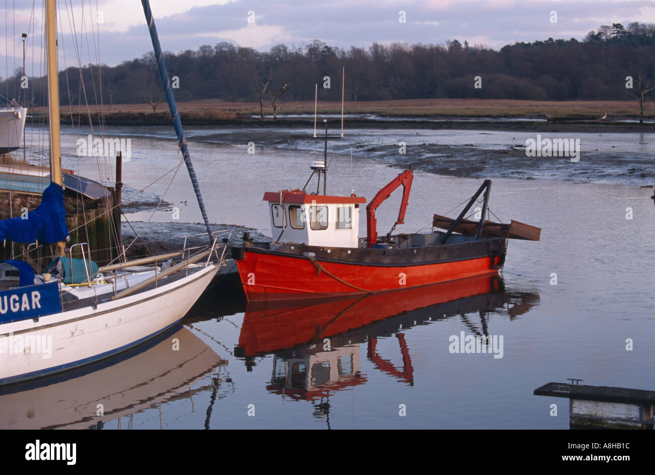 Red Fishing Boat Stock Photo - Alamy