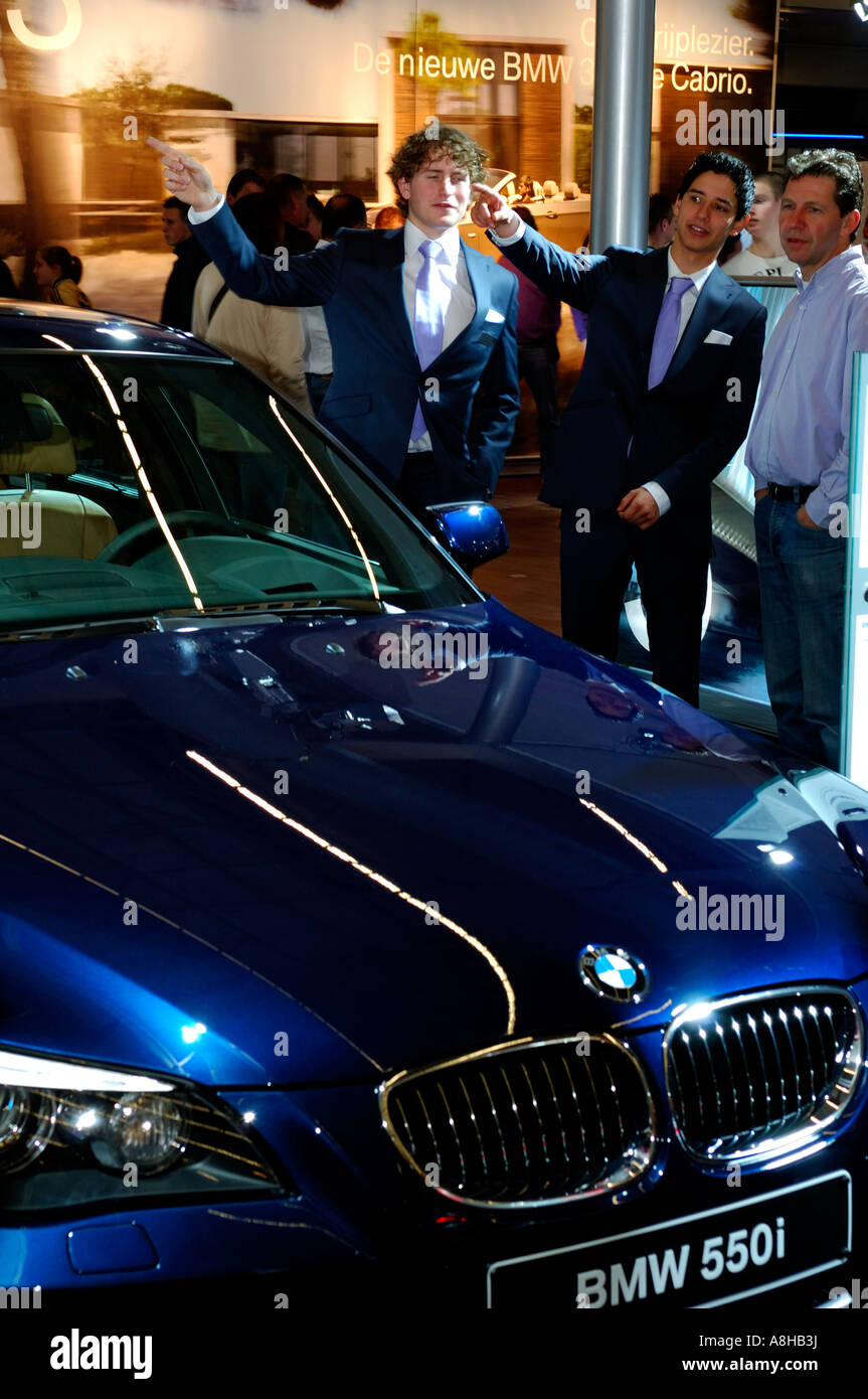 Amsterdam RAI Convention Centre 2007 Auto show BMW sale men talk with ...