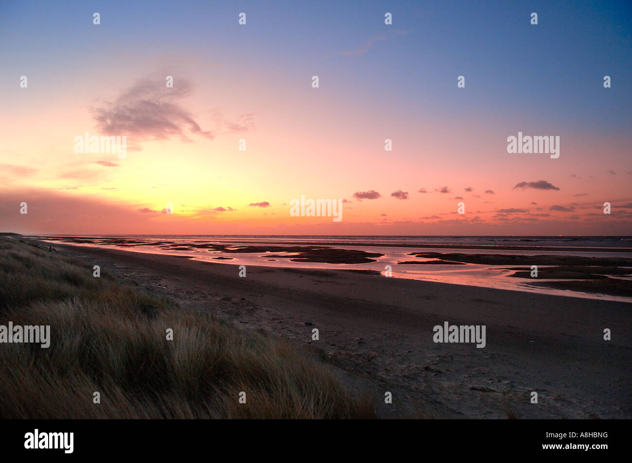 Red sundown beach Ouddorp Stock Photo - Alamy