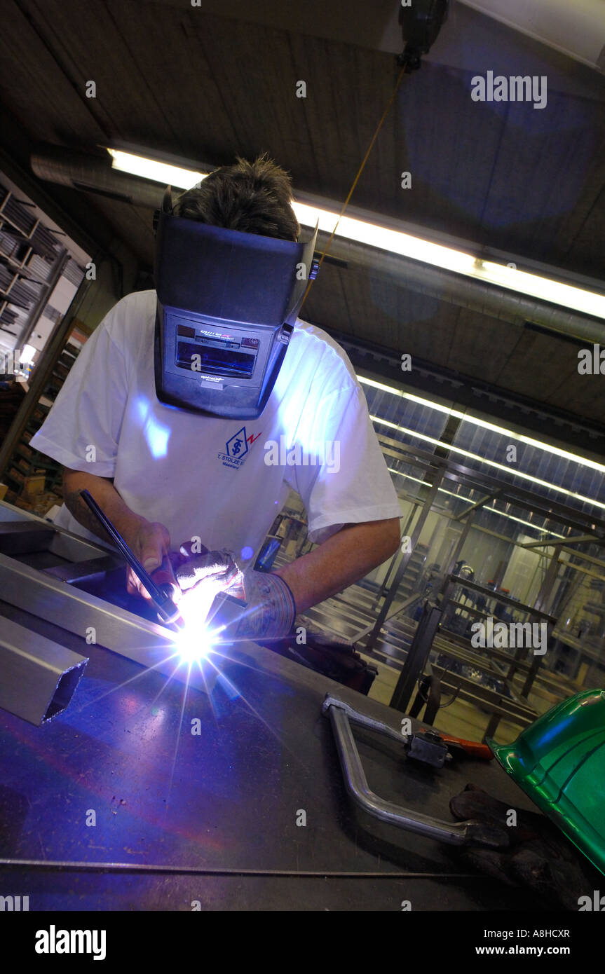 Welder Men at work in the Greenhouses place Westland Zuid Holland on a ...