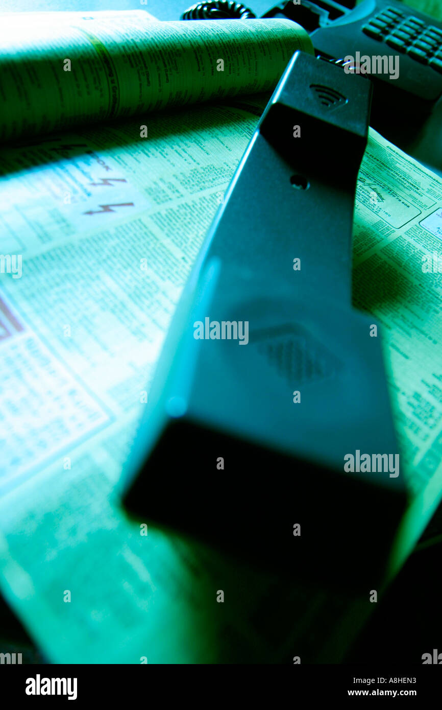 Telephone on a directory Stock Photo - Alamy