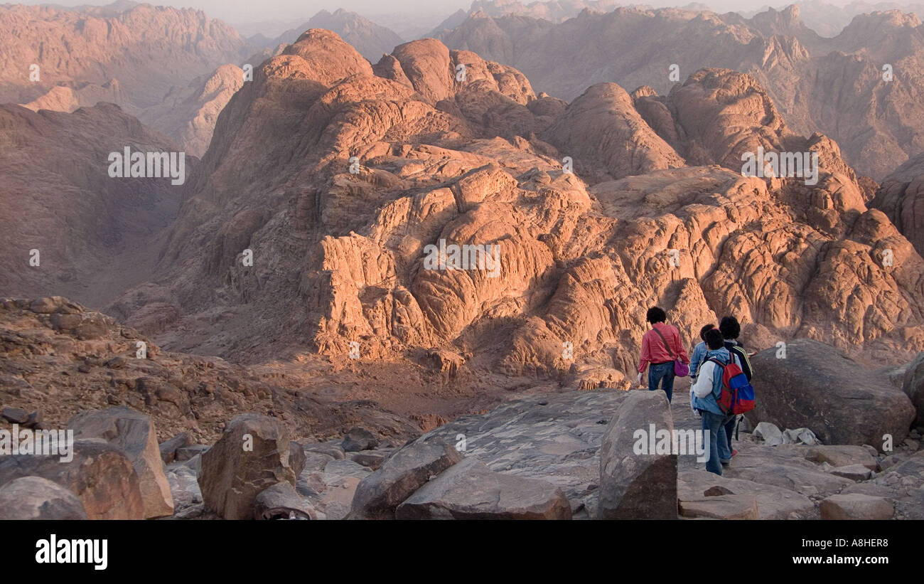 An ancient landscape Sunrise in the Sinai desert viewed from the summit ...