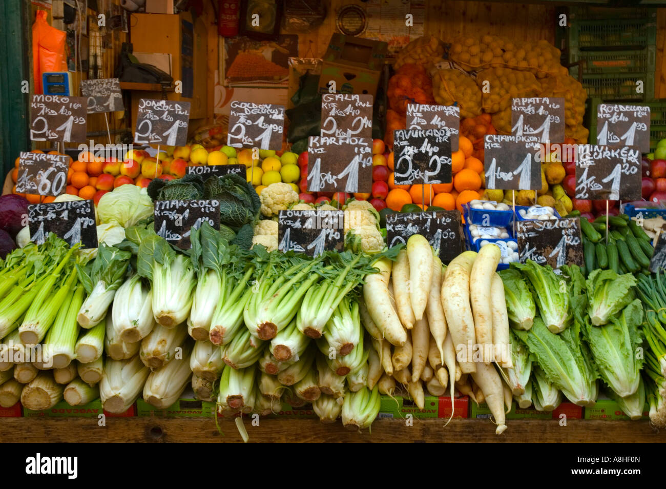 Vegetables at Naschmarkt market in central Vienna Austria EU Stock ...