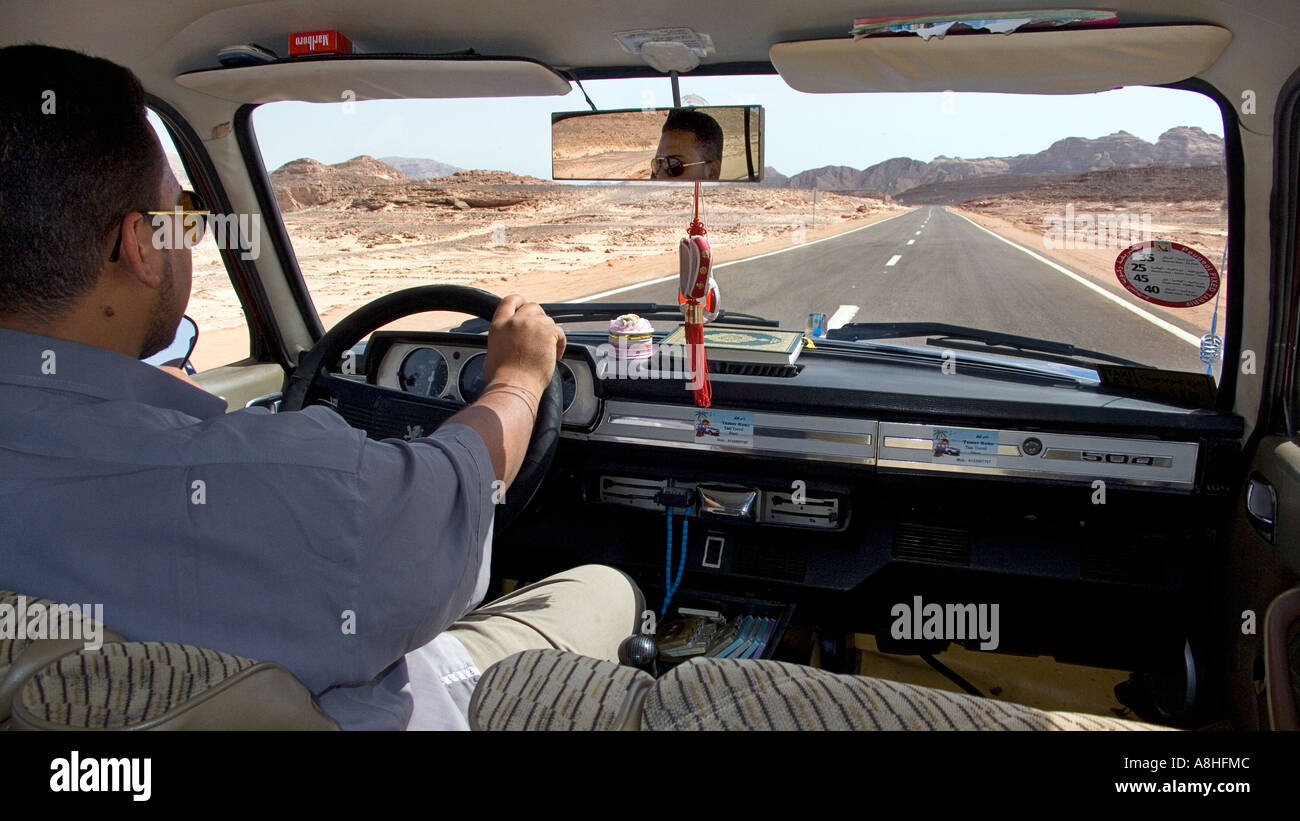 Egyptian taxi Driving across the Sinai from St Catherines to the coast ...