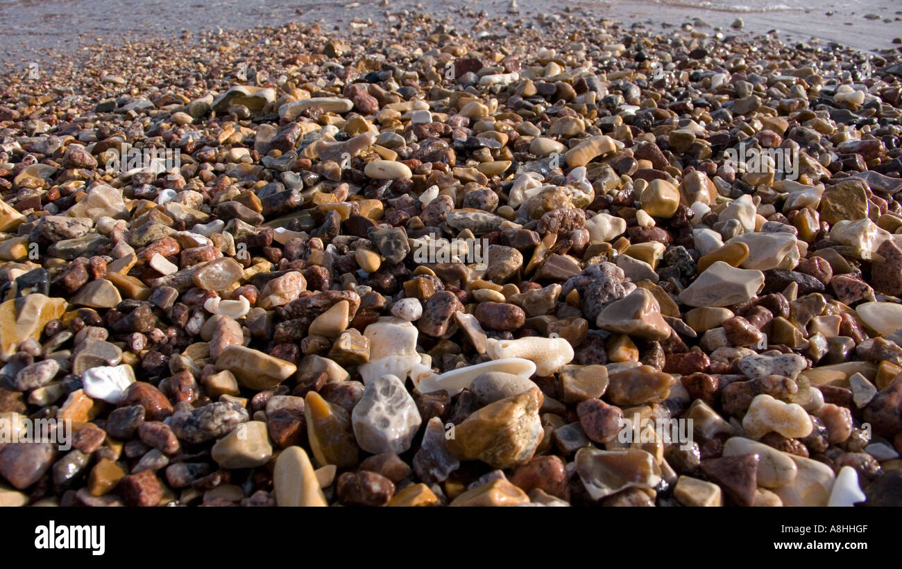Close up of the shingle on the shoreline at Nuweiba on the Red Sea ...