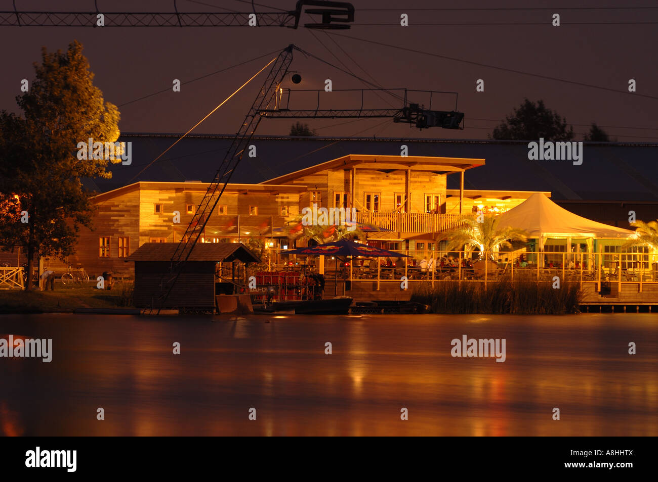 Waterski place at night Naaldwijk Water ski Company next to the water ...