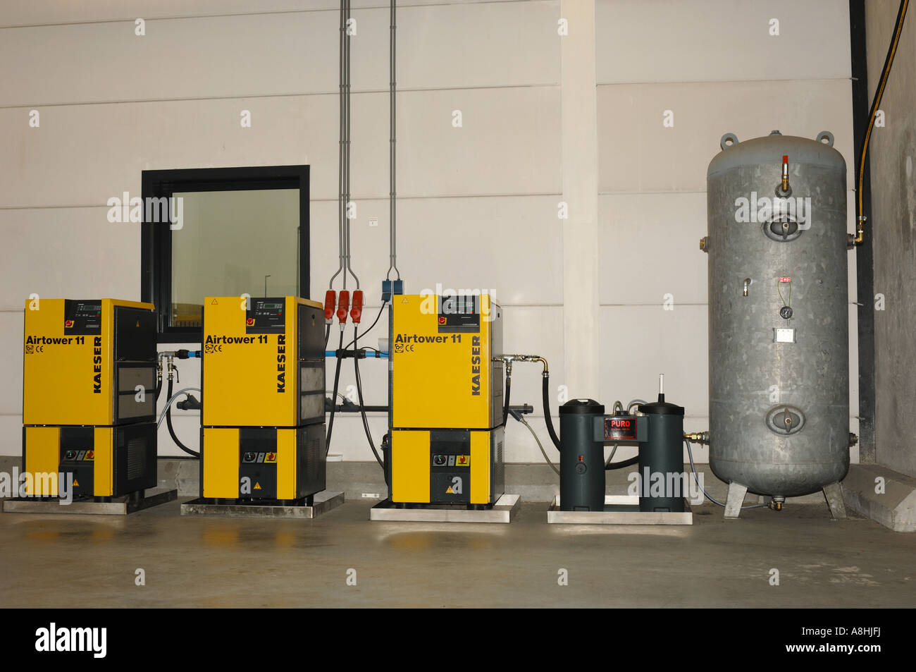 Compressor technical installation on location Kaeser Stock Photo - Alamy