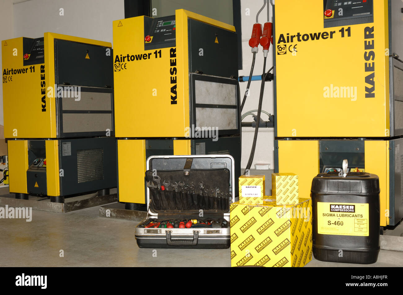 Compressor technical installation on location Kaeser Stock Photo - Alamy