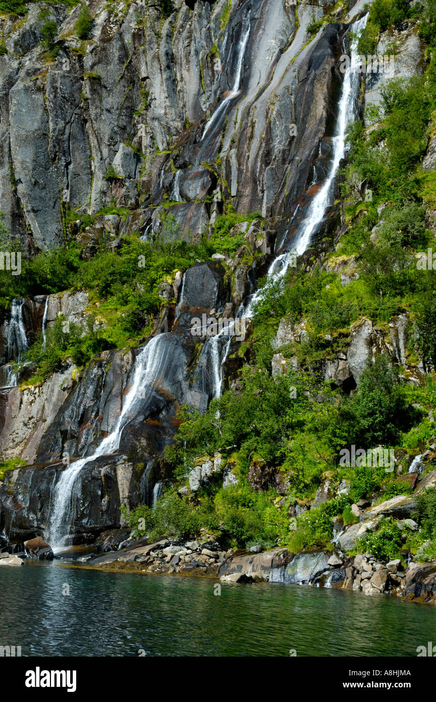Waterfall in Trollfjorden Lofoten Norway Stock Photo - Alamy
