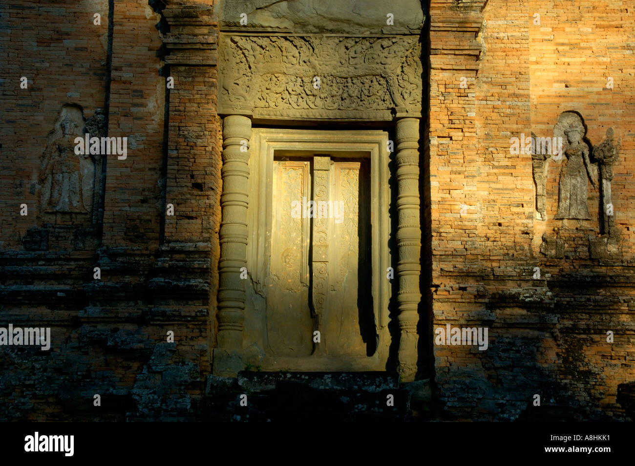 Seeming entrance Khmer temple of brick Bakong Roluos Group Angkor Siem ...