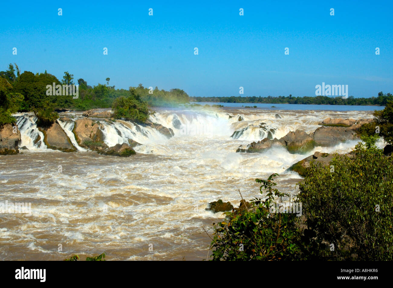 Mekong Khong Phapheng waterfall Si Phan Don Laos Stock Photo - Alamy