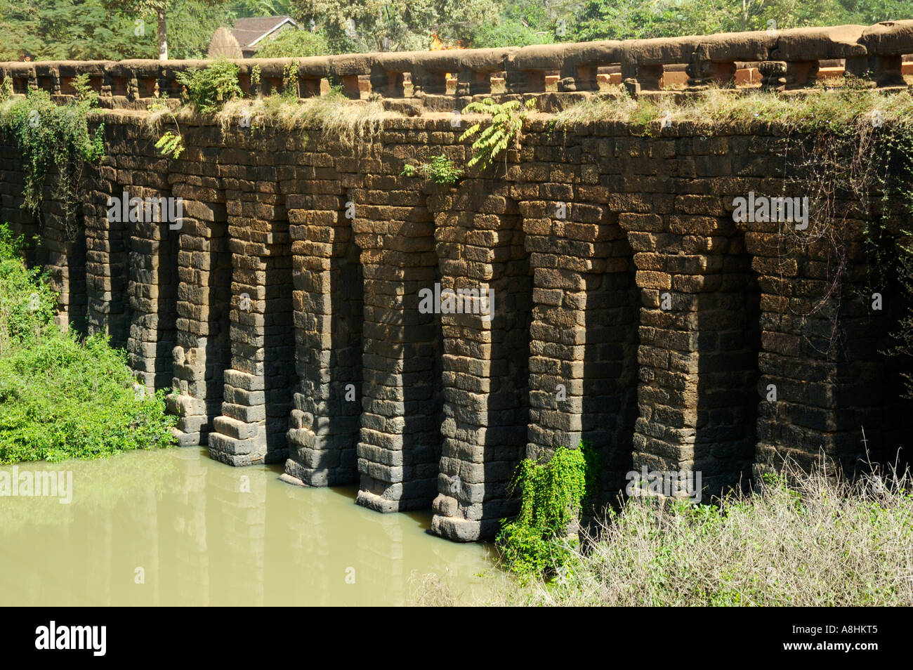 Historic Khmer bridge made of stone Kompong Kdey Cambodia Stock Photo ...