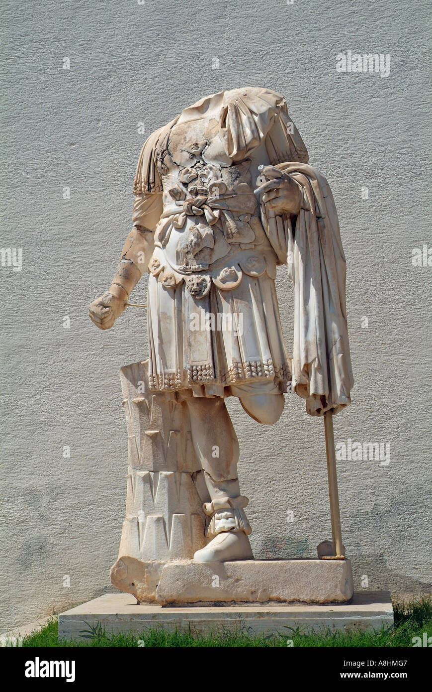 Roman statue in gladiator costume on display Antalya Regional Museum ...