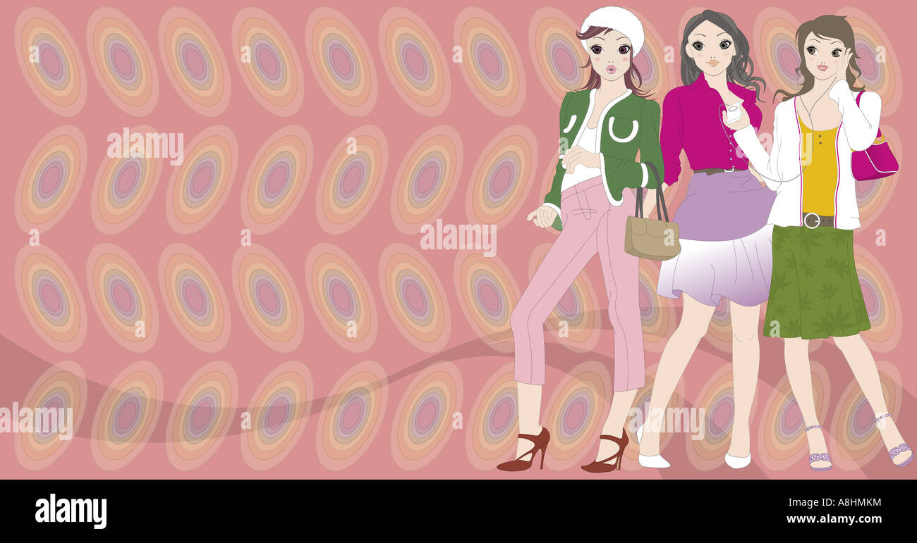 View of three women standing together Stock Photo - Alamy