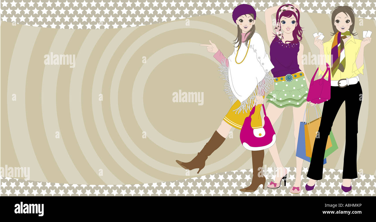 View of three women standing Stock Photo - Alamy