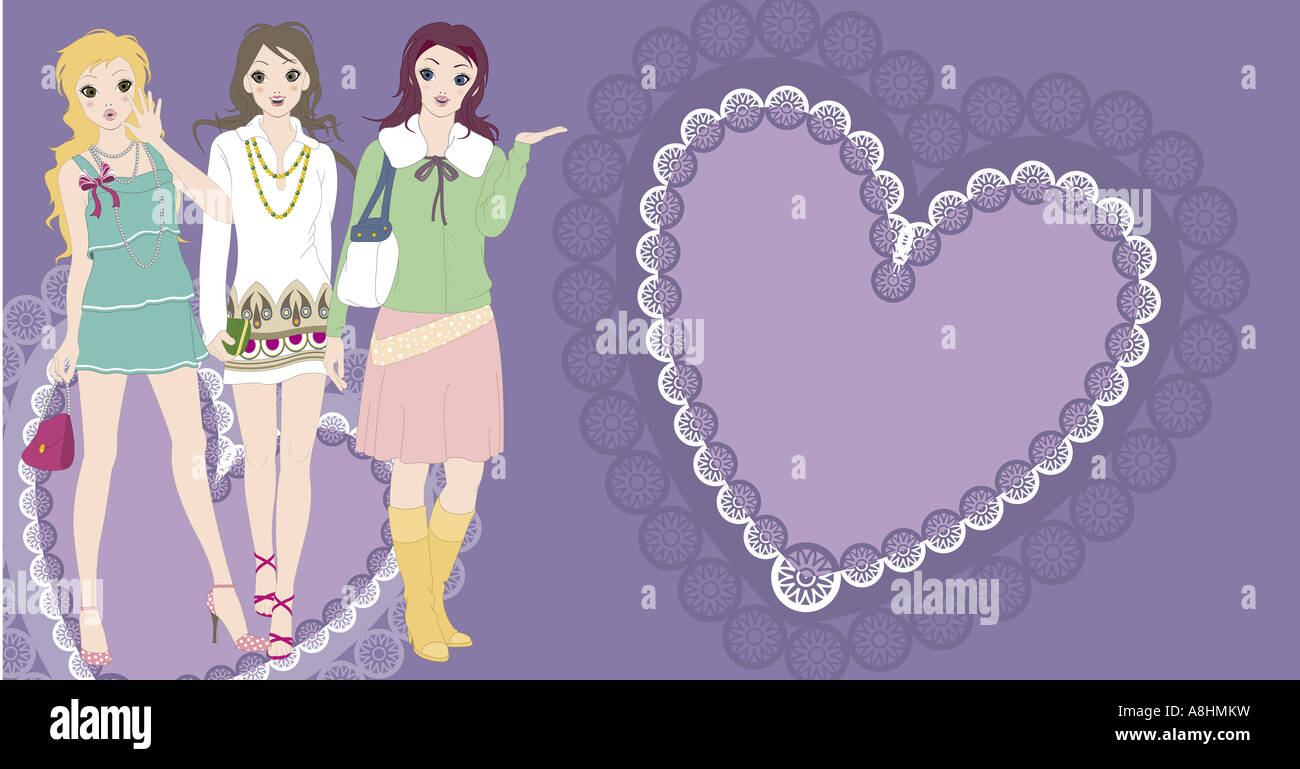 View of three women standing together Stock Photo - Alamy