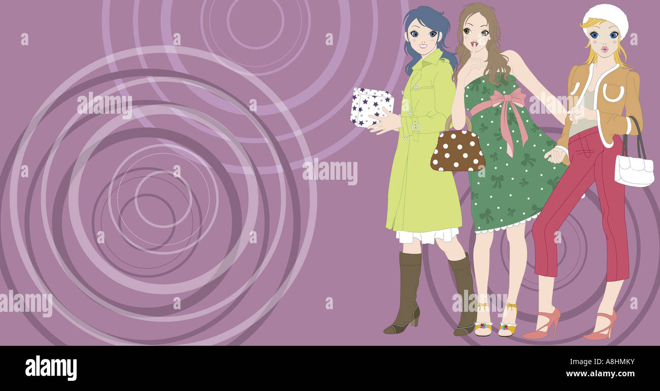 View of three women standing together Stock Photo - Alamy