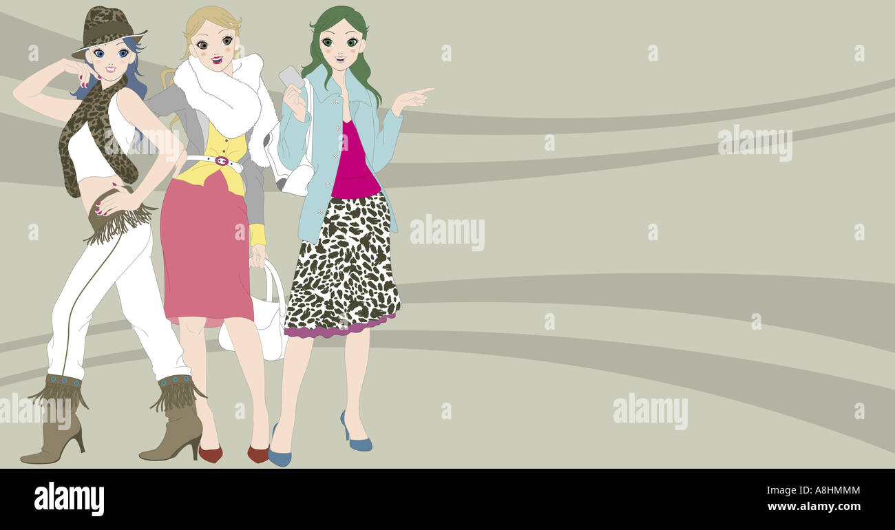 View of three women standing Stock Photo - Alamy