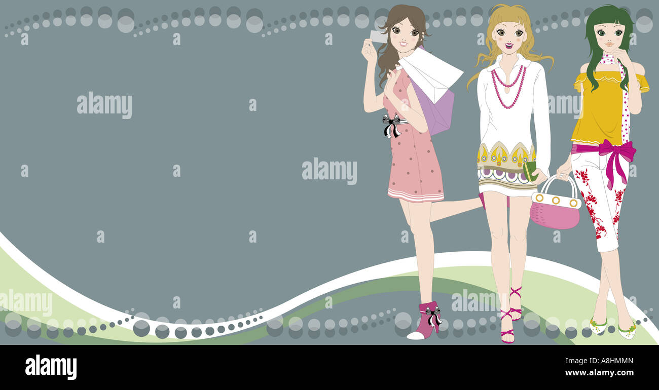 View of three women standing Stock Photo - Alamy