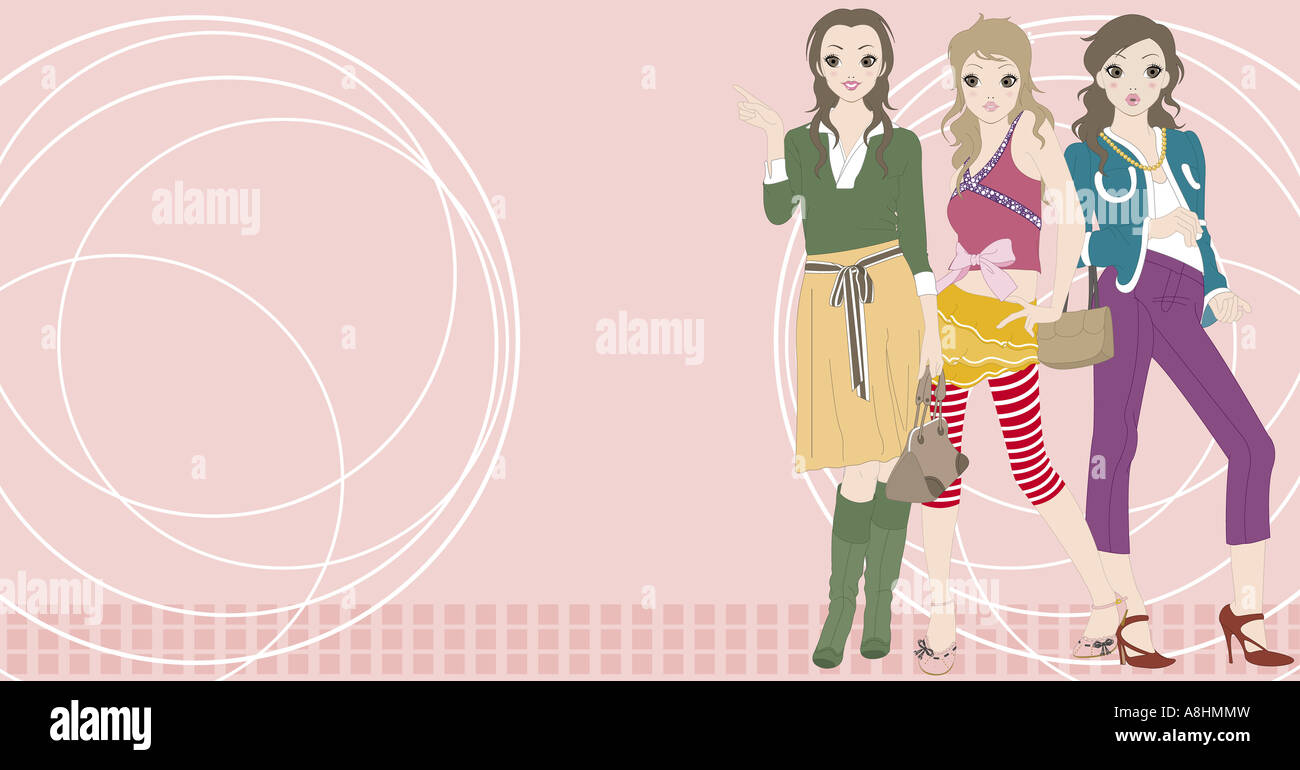 View of three women standing Stock Photo - Alamy