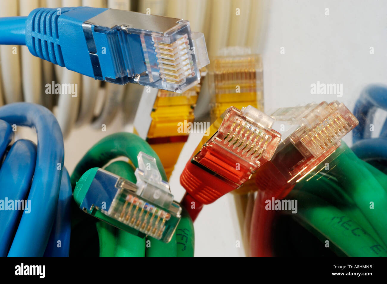 Coloured computer network cables hi-res stock photography and images ...