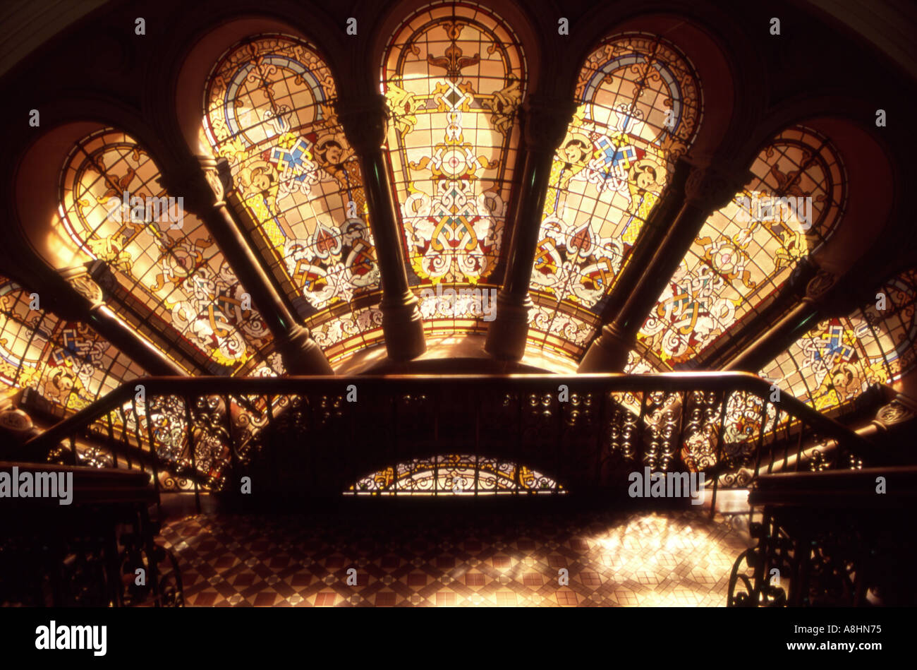Stained glass windows interior Queen Victoria Building QVB Sydney ...