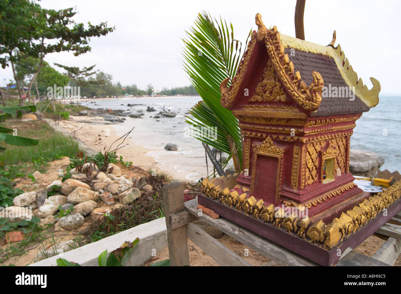 a small buddhist shrine on the popular serendipity beach on the beach ...