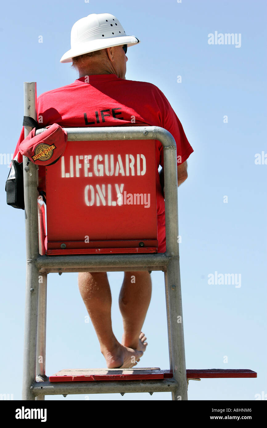 Man male lifeguard sitting lookout hi-res stock photography and images ...