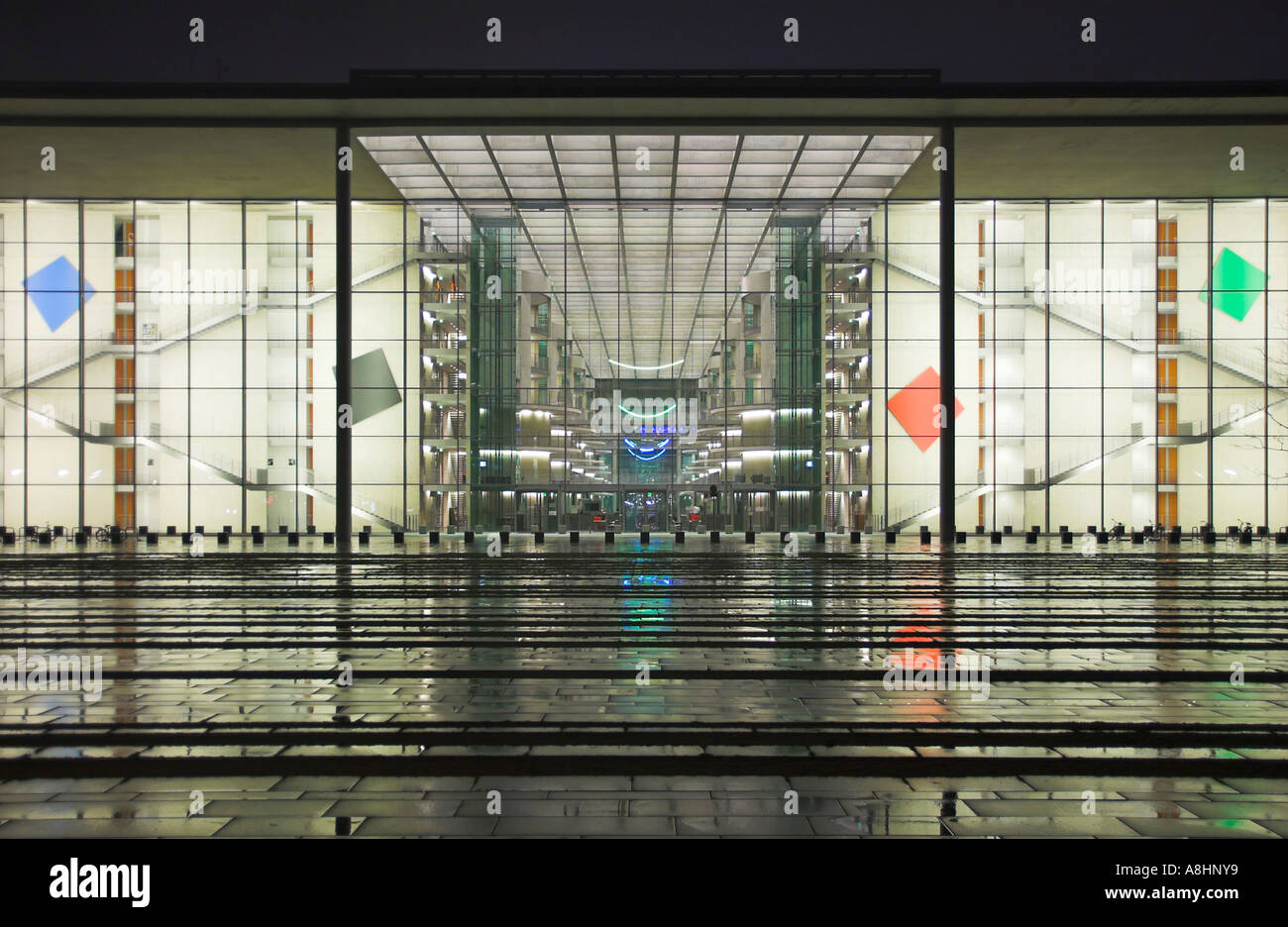 Front of the library of the German Bundestag in Berlin at night ...