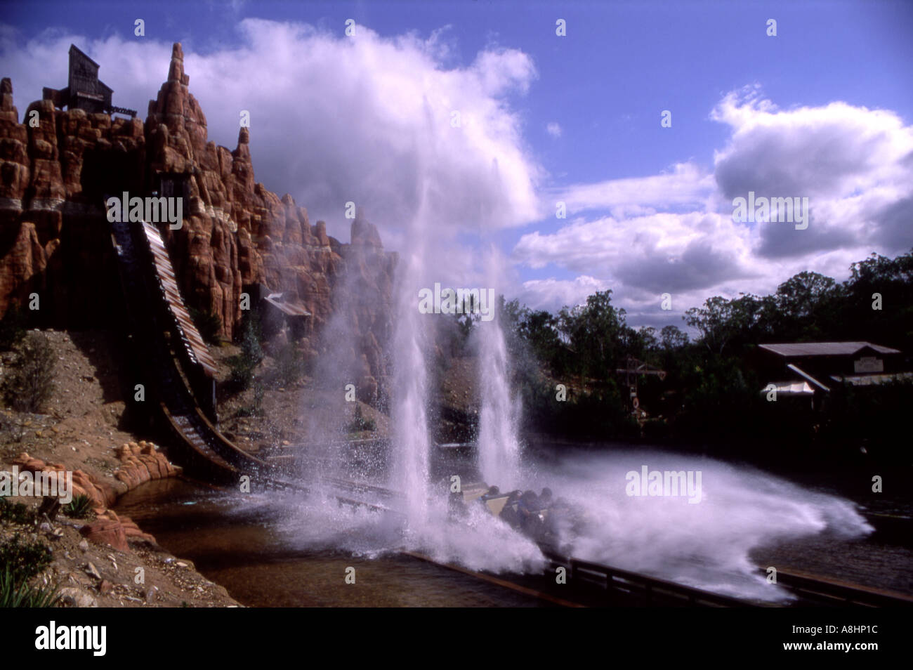 Visitors get a soaking on the Wild West ride at Movie World Gold Coast ...