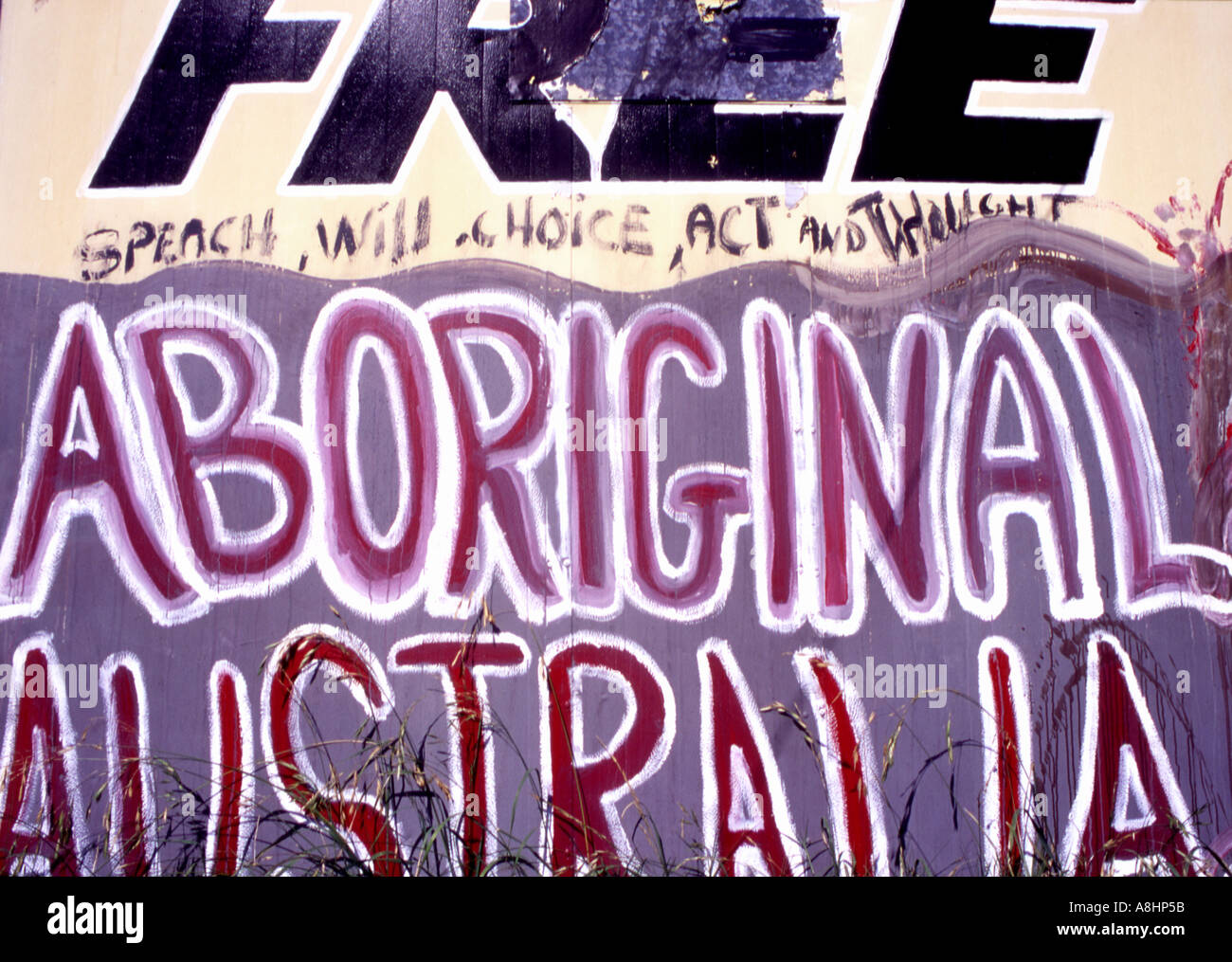 Protest sign outside the unofficial Aboriginal Embassy protest site ...