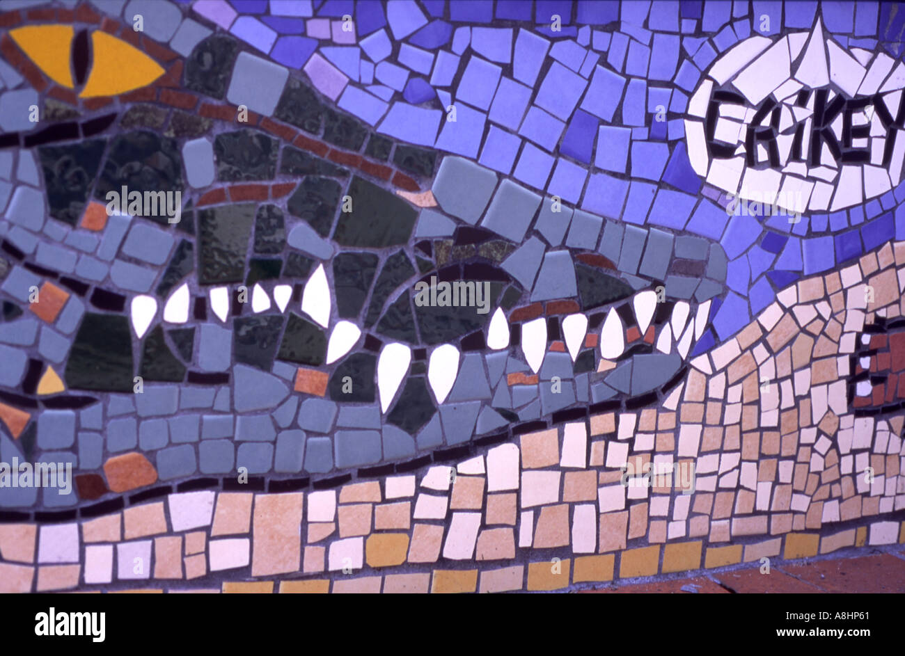 Street art depicting a crocodile and word Crikey in Cairns far North ...