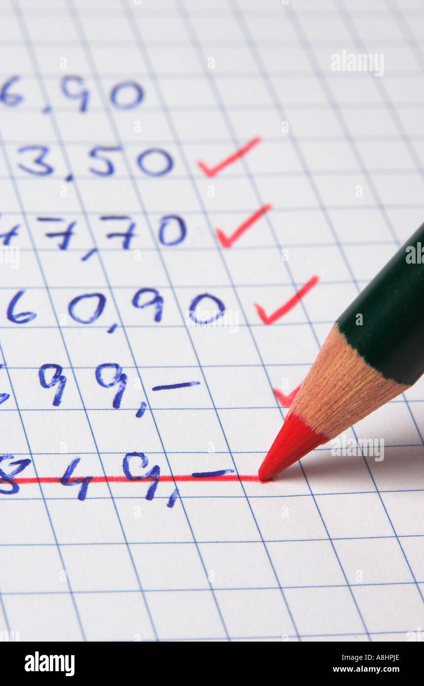 Cutting costs, money amount being deleted from a list using a red ...