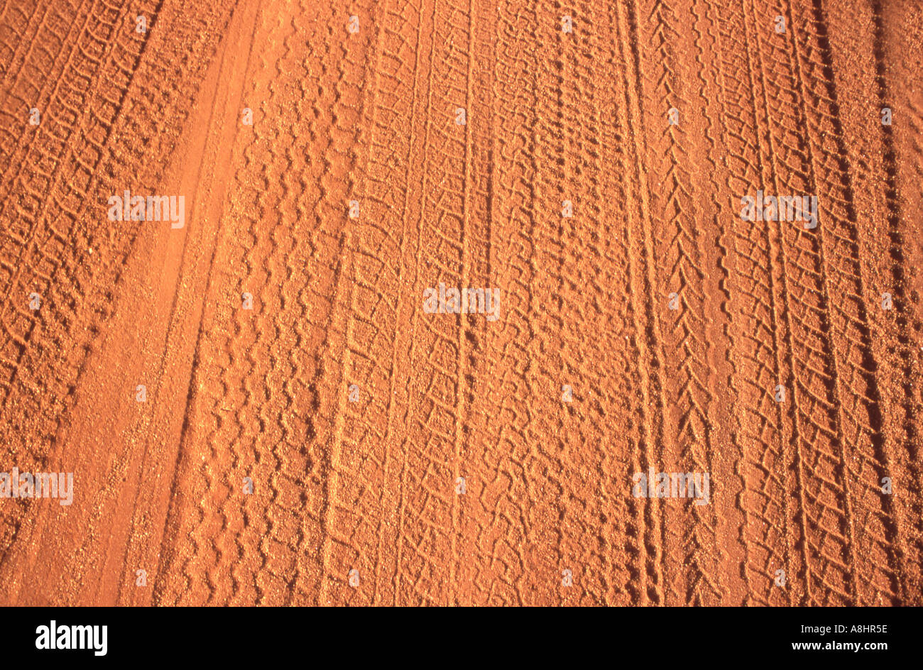 Abstract detail tyre patterns in sand dunes Australian outback Stock ...