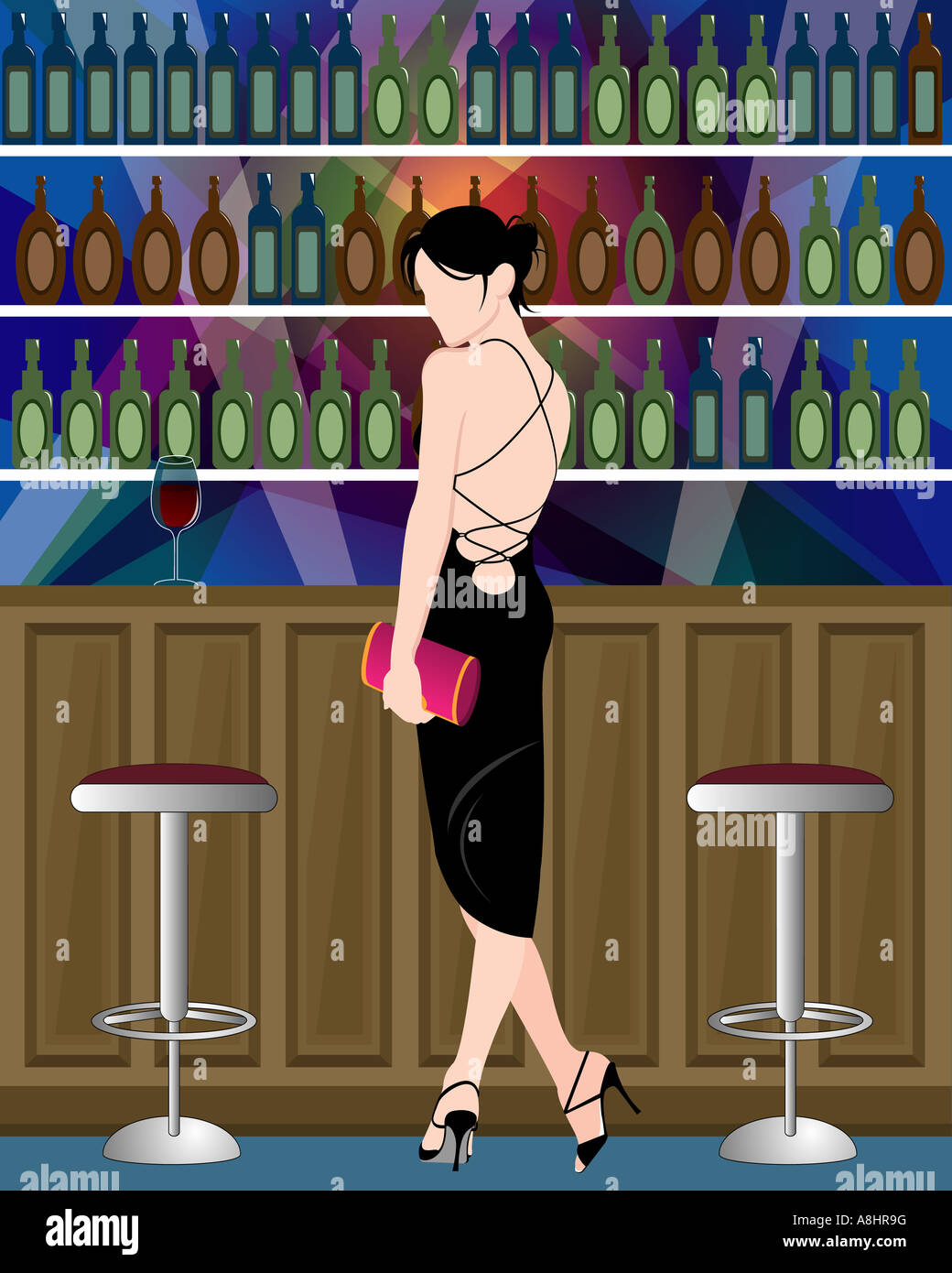 Woman bar standing counter hi-res stock photography and images - Alamy