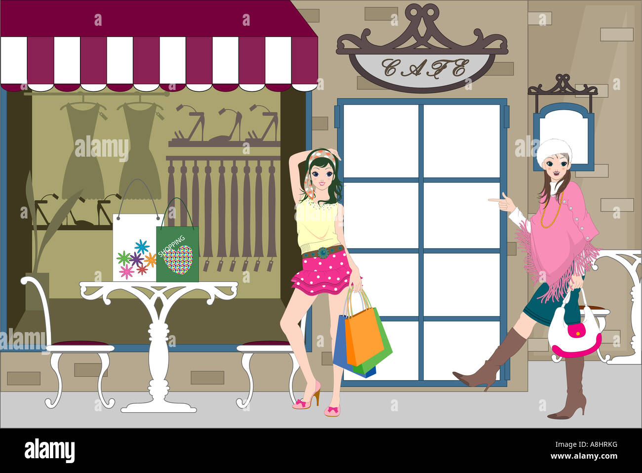 Women standing outside a shop Stock Photo - Alamy