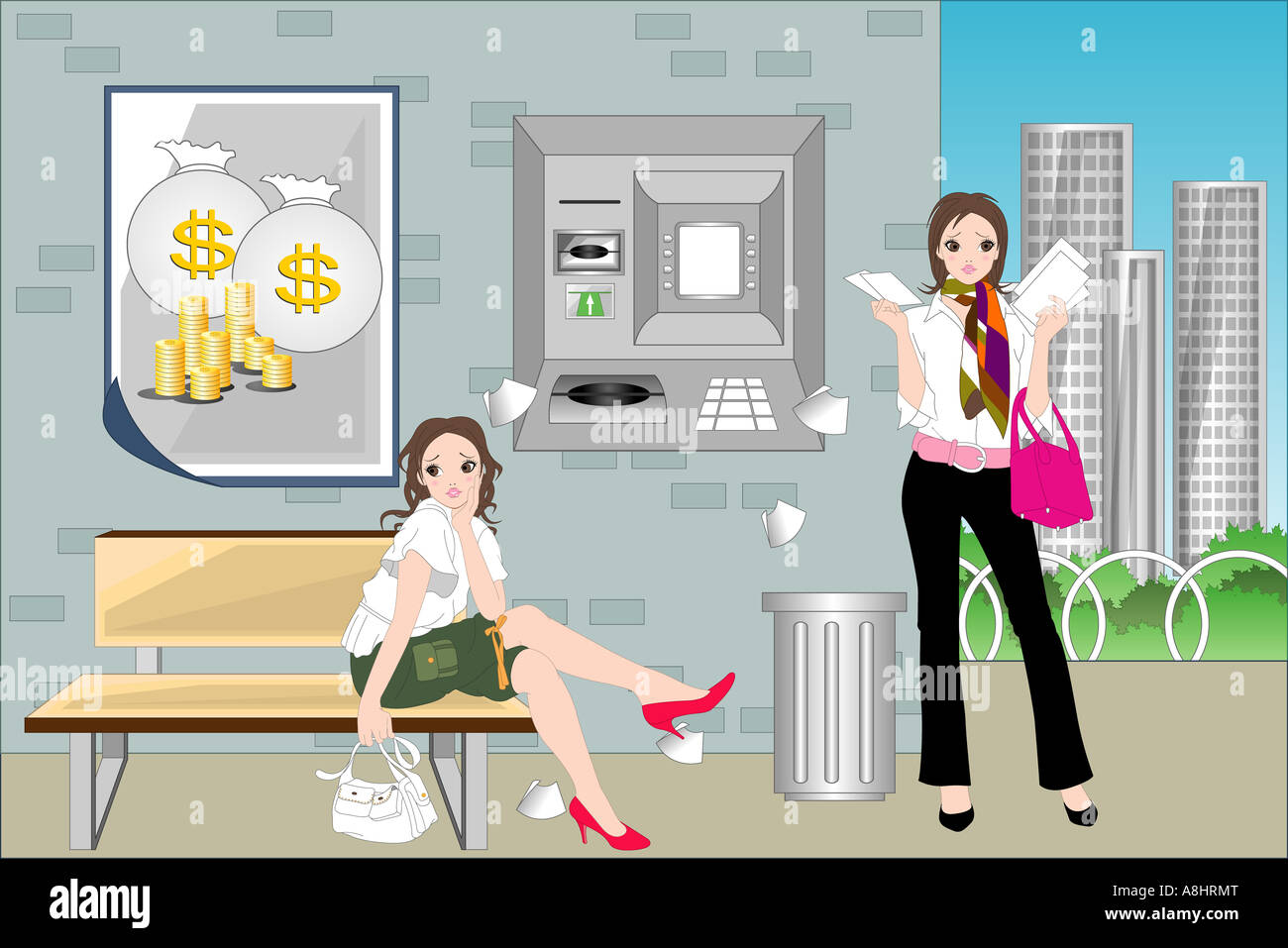 Women near an ATM Stock Photo - Alamy