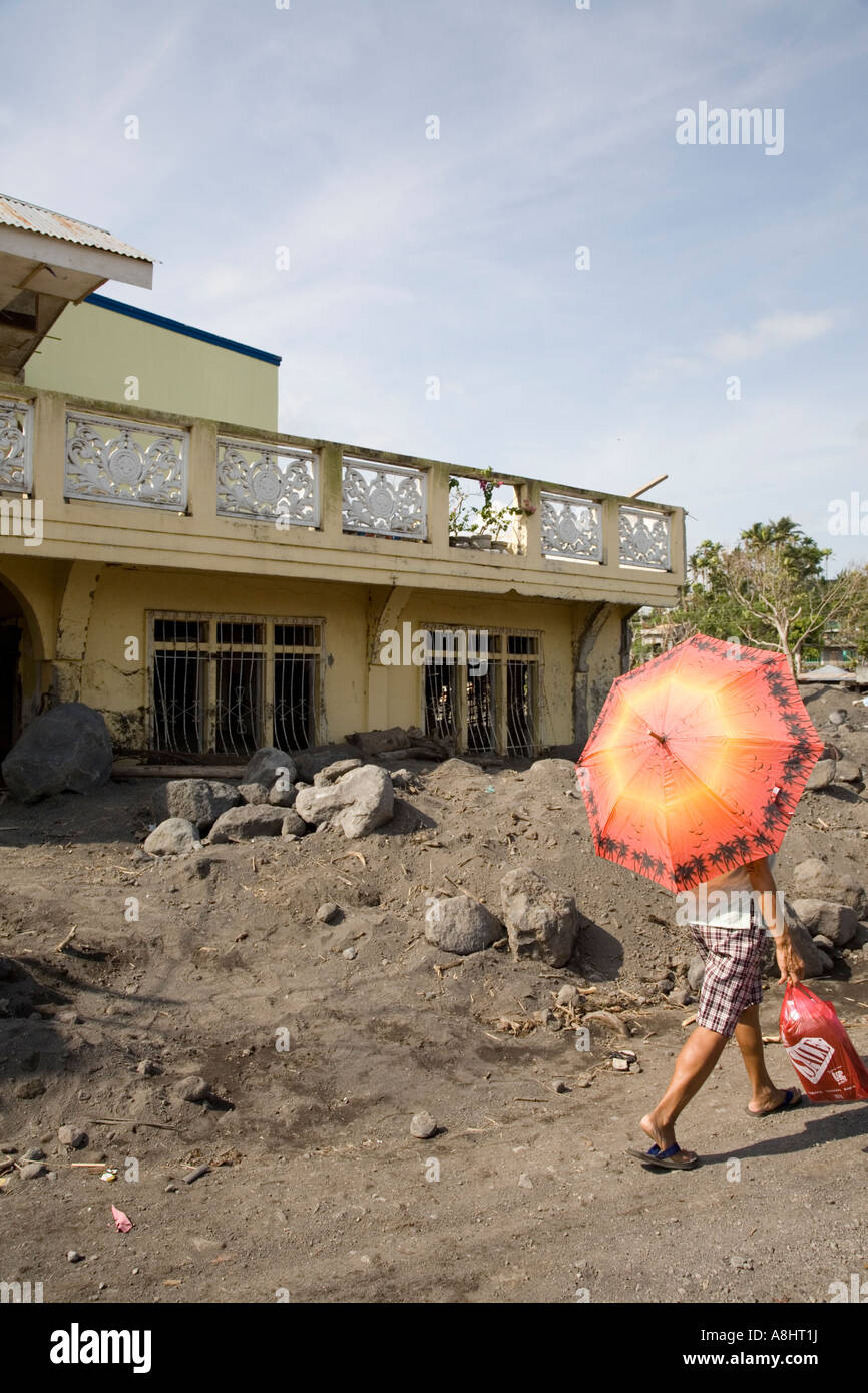 Volcano Ashes covering building,Clearing Ashes after Volcanic Eruption, Mount Mayon Volcano ...
