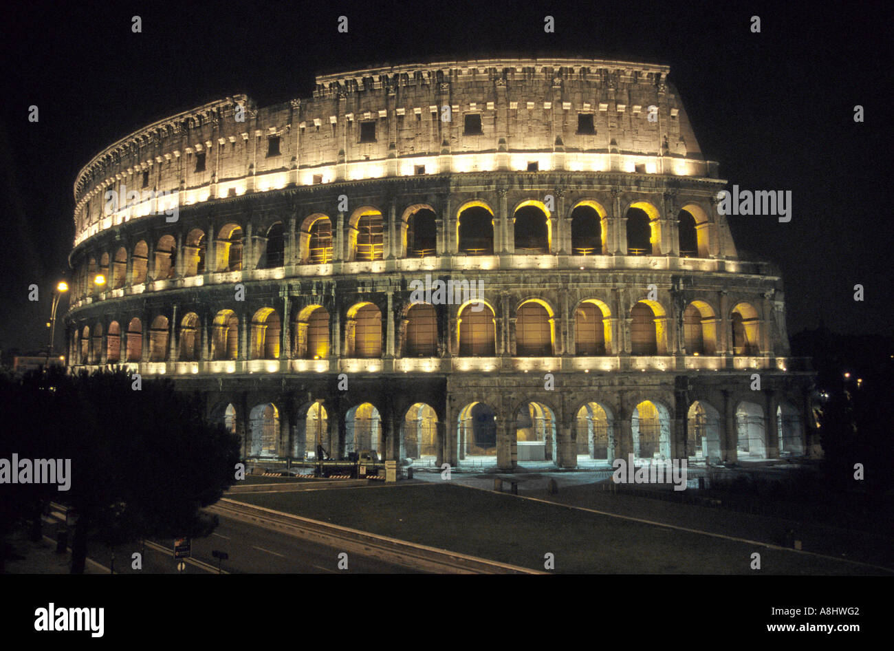 The Kolosseum in Rome at night Stock Photo - Alamy