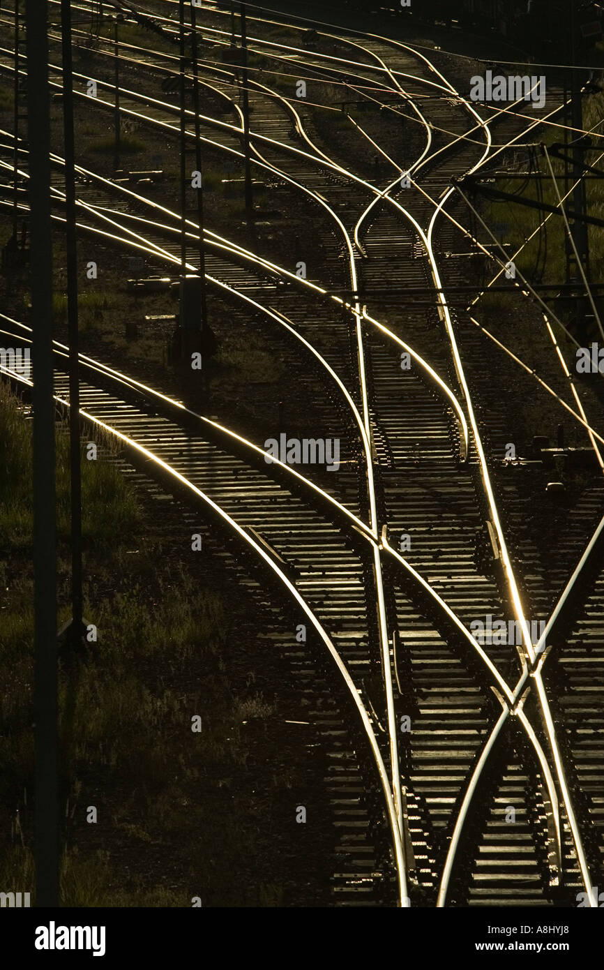 Tracks in back light in Munich Stock Photo - Alamy