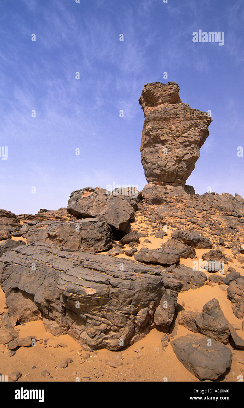 Libya Fezzan Sahara desert Rock formation called The Finger of Allah ...