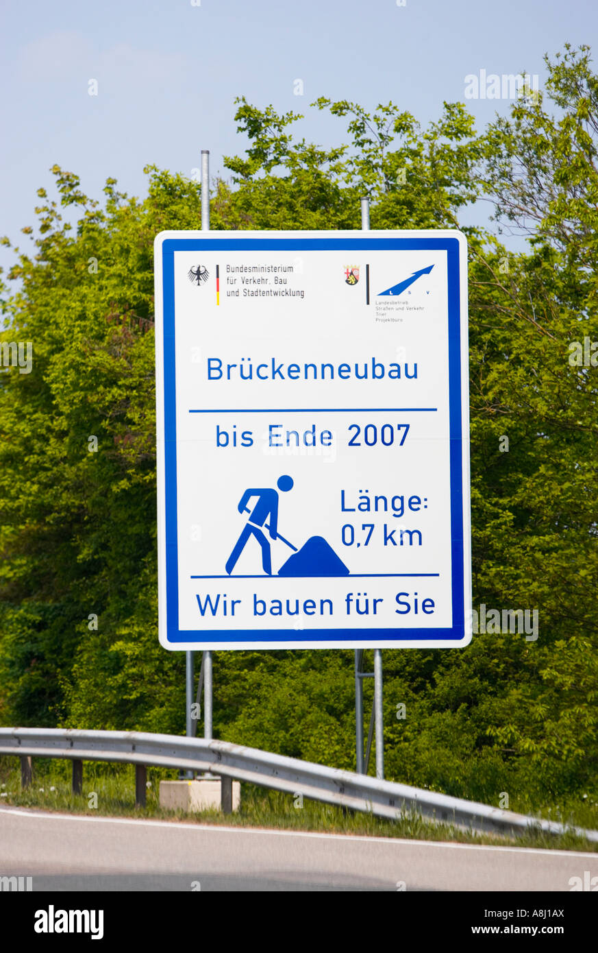 Autobahn roadworks information sign Germany Europe Stock Photo - Alamy