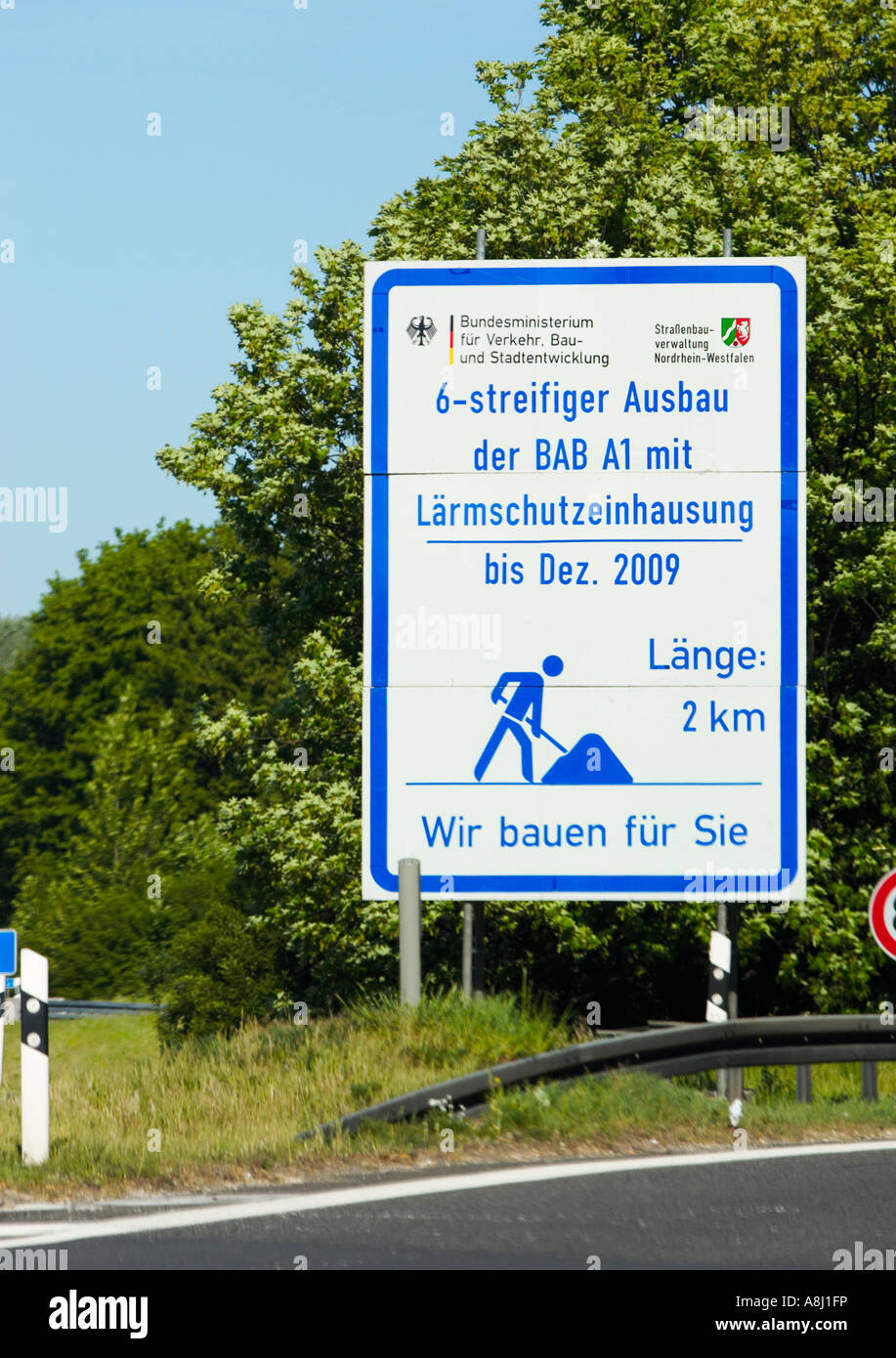 German autobahn motorway roadworks information sign in Germany Europe ...