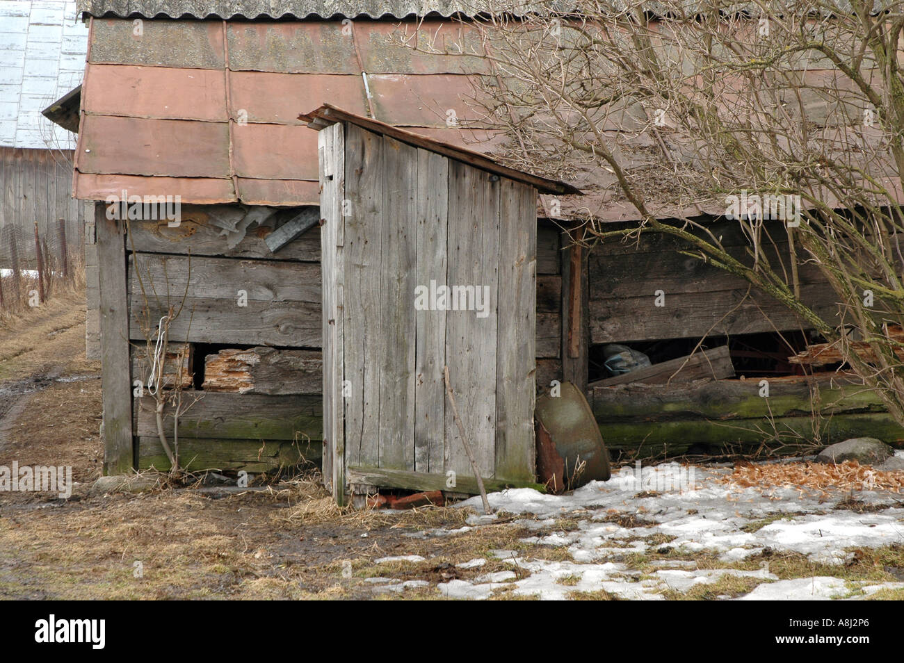 privy on poor polish country Stock Photo - Alamy