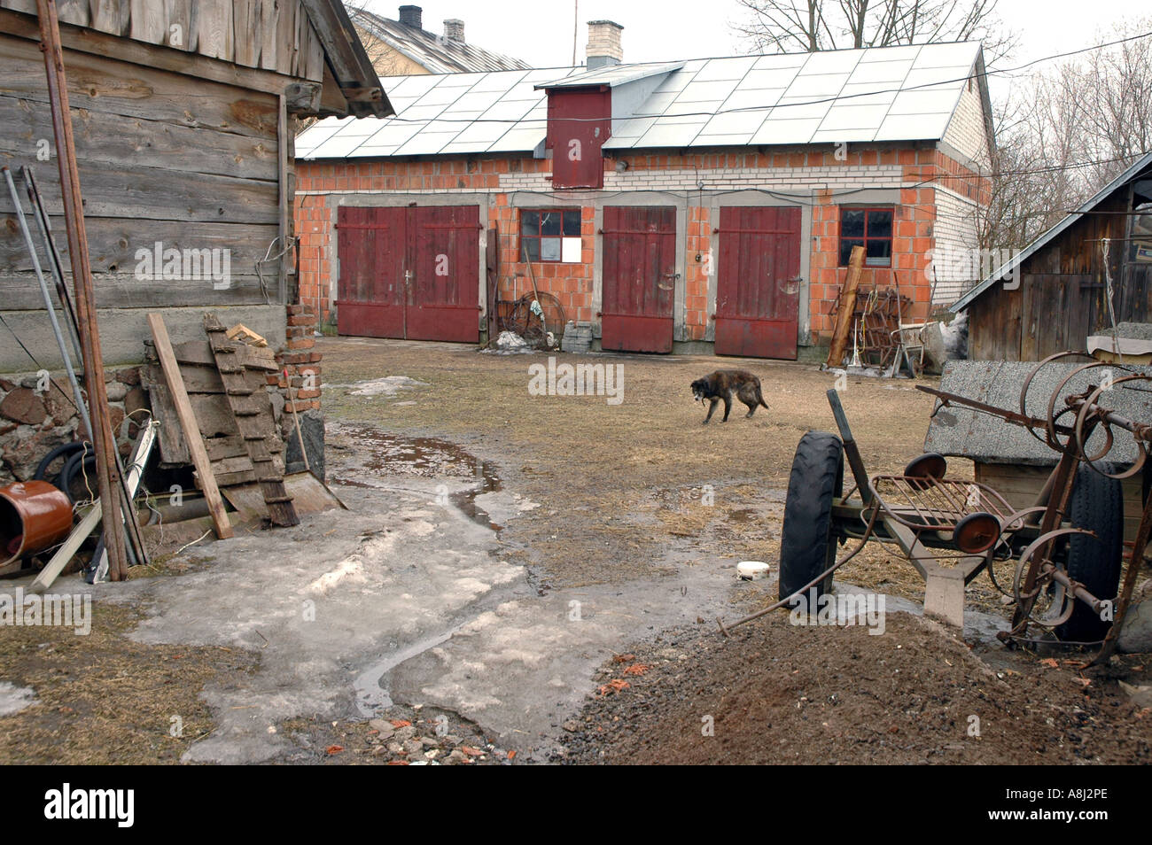 Farmyard on poor polish country Stock Photo - Alamy