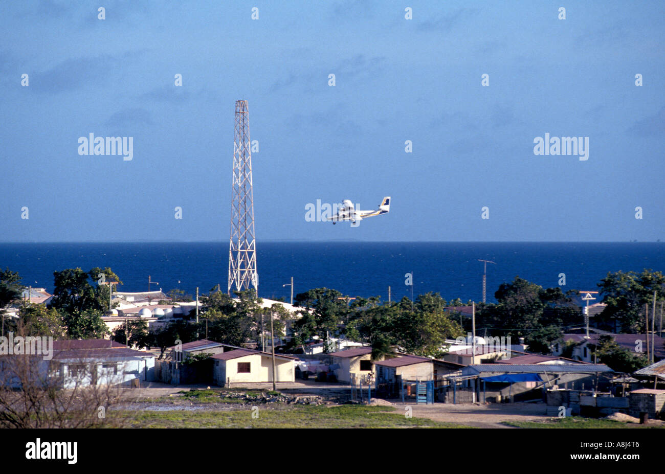 Los Roques Archipelago Venezuela, Gran Roque plane landing Stock Photo ...